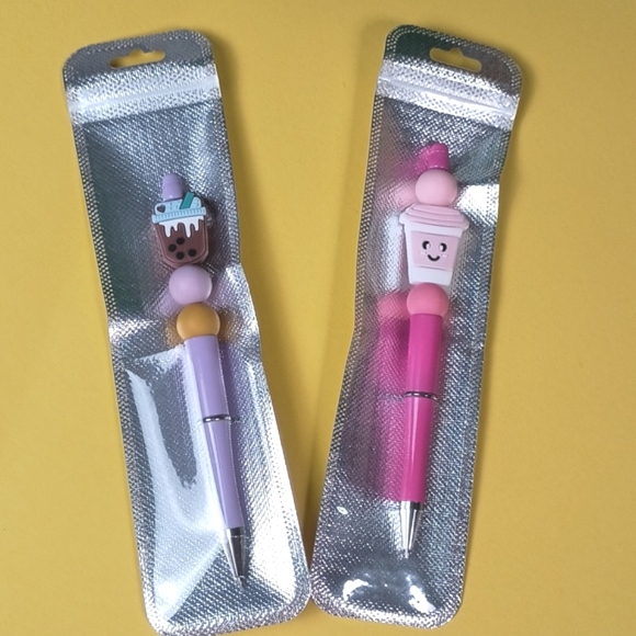 None | Office | 2pc Pen Set Beaded Pens Bundle Coffee Theme | Poshmark